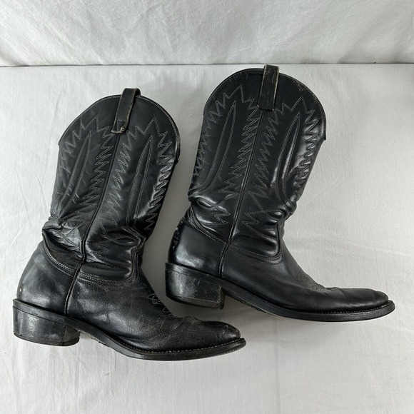 Chippewa | Shoes | Vintage Mason Cowboy Boots Black Leather Western ...